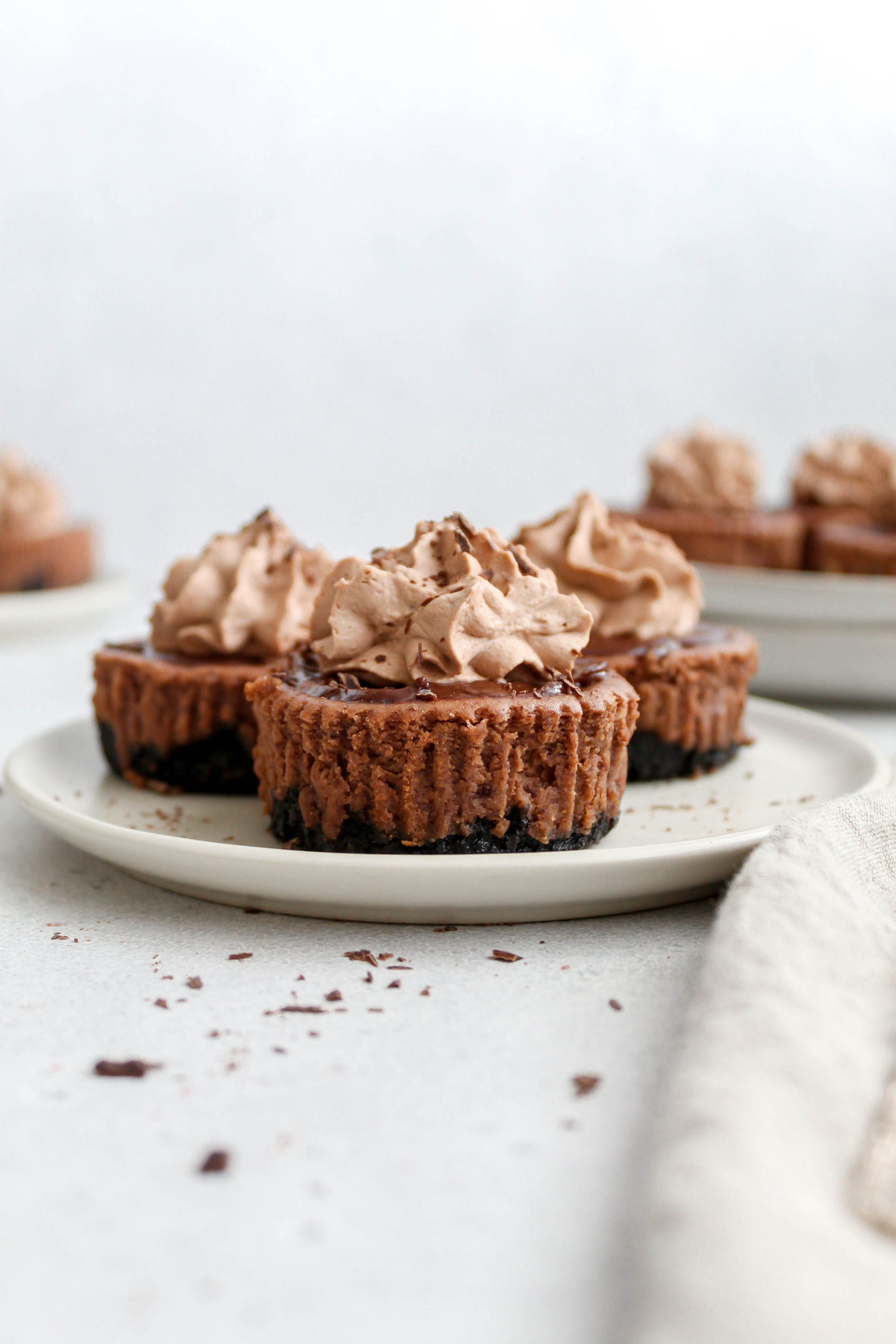 Mini Chocolate Cheesecakes with Oreo Crust - Tasty Treat Pantry