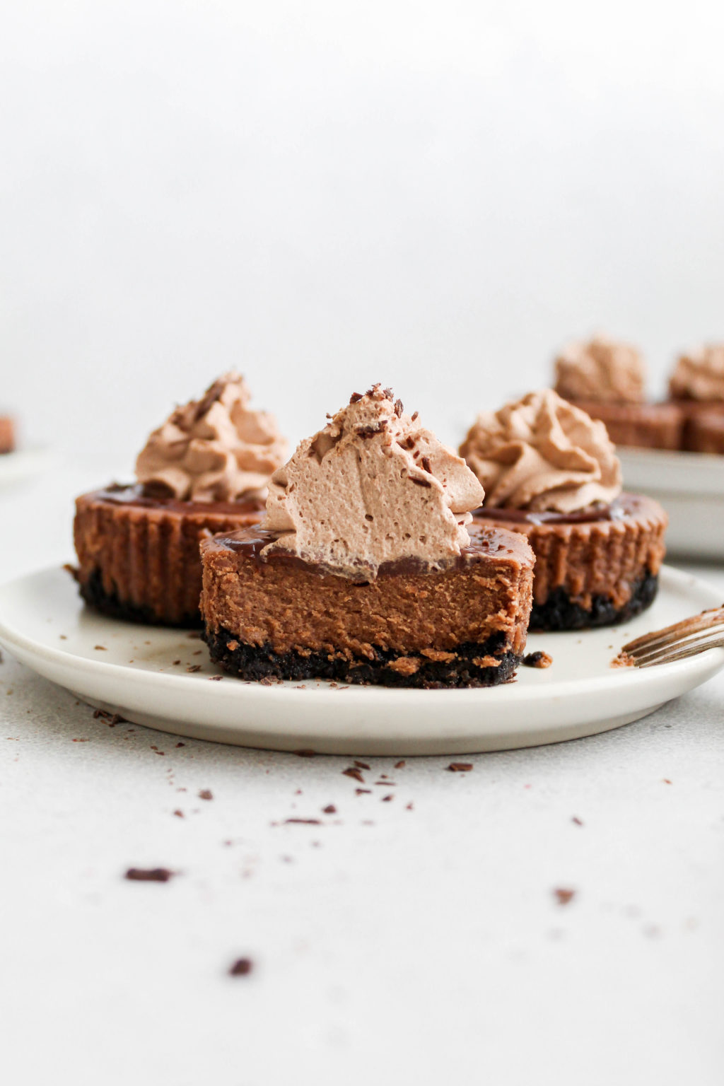 Mini Chocolate Cheesecakes with Oreo Crust - Tasty Treat Pantry
