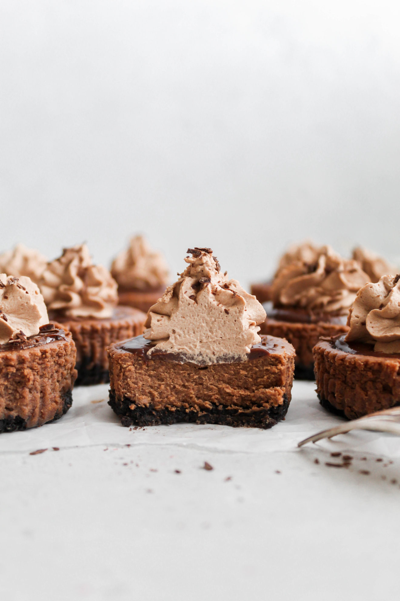 Mini Chocolate Cheesecakes with Oreo Crust - Tasty Treat Pantry