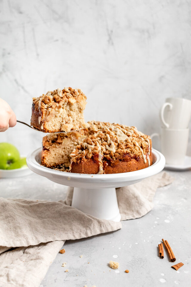 Cinnamon Apple Crumb Cake With Maple Glaze - Tasty Treat Pantry